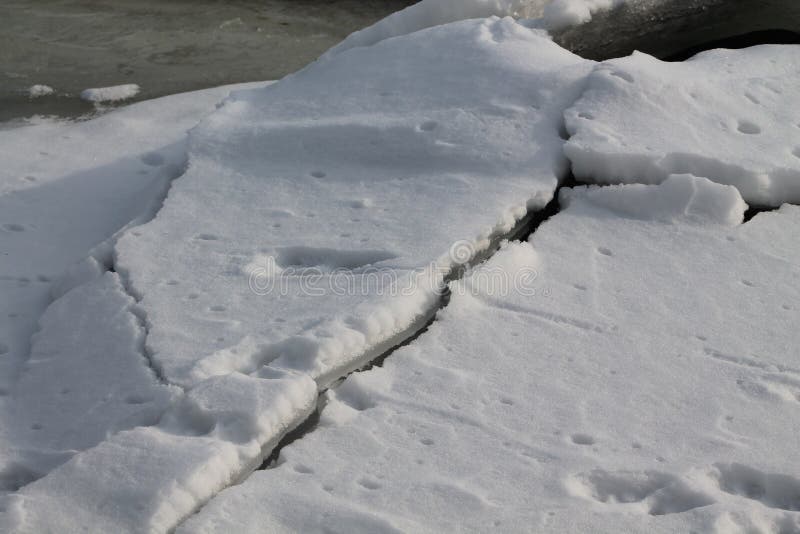 Ice is Cracking on the River Stock Image - Image of environment ...