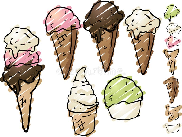 Ice Cream Flavors Drawn Stock Illustrations – 396 Ice Cream Flavors ...
