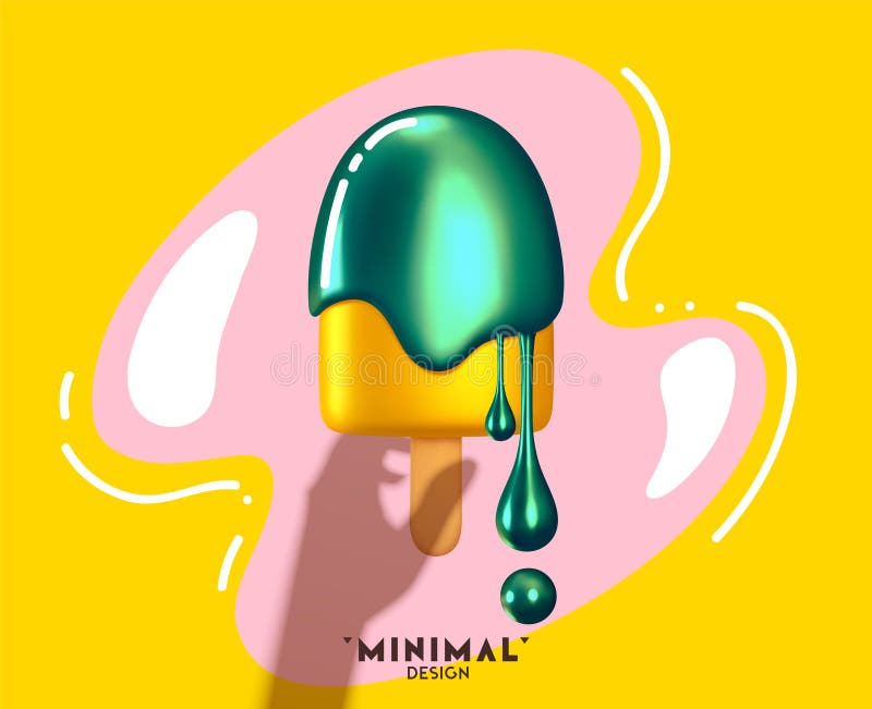 Ice Cream Abstract 3d Design. Minimal Poster Shadow of Hand Holding or ...