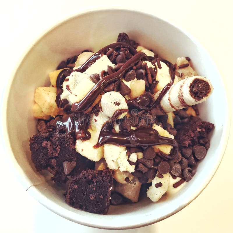 Ice Cream with Assorted Chocolate Toppings Stock Photo - Image of ...