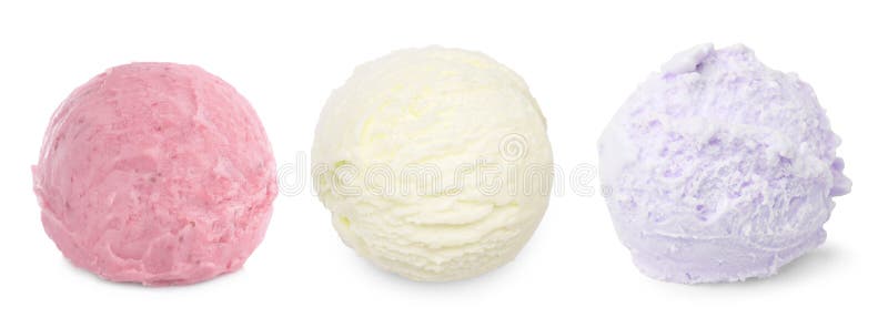 Ice Cream Balls of Different Flavors Isolated on White Background Stock ...
