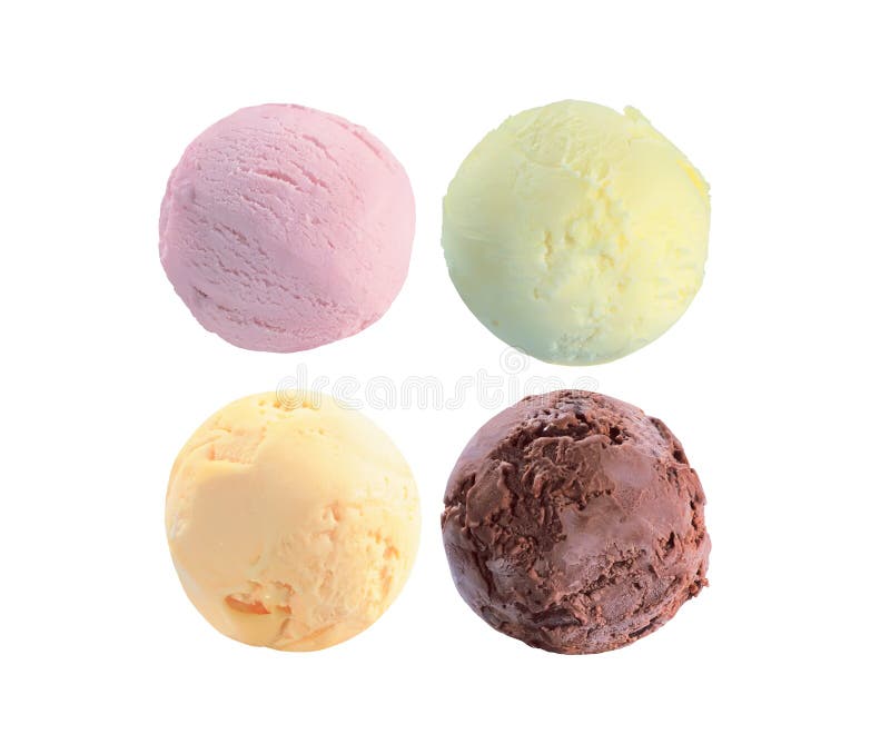 Balls of Multi Flavor Ice Cream Stock Image - Image of creamy, dessert ...