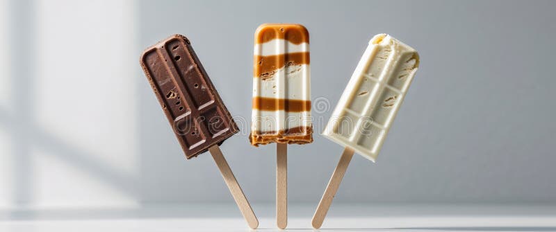 Ice Cream Bars on Sticks Chocolate Caramel White Chocolate Dessert ...