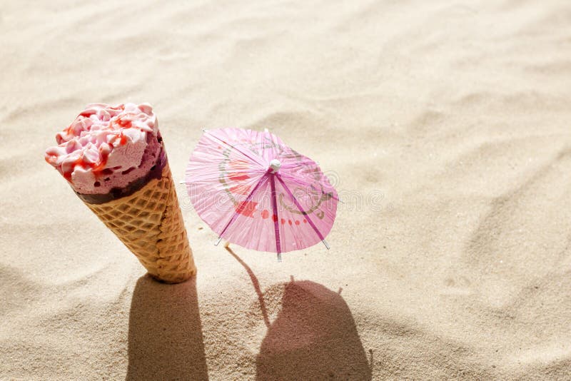 Ice Cream on Beach Holiday Hot Days Stock Image - Image of towel, specs ...