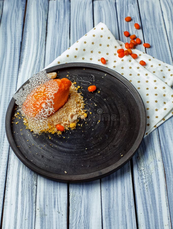 Ice Cream with Berry and Orange Stock Image - Image of summer, nuts ...