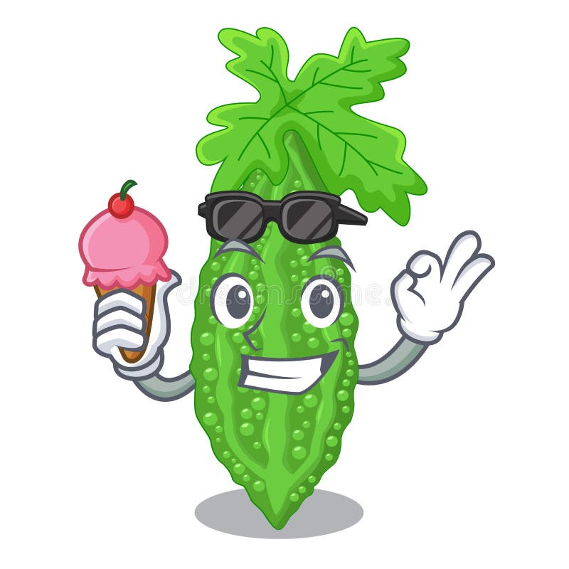 With Ice Cream Bitter Melon Gourd on Shape Cartoon Stock Vector ...