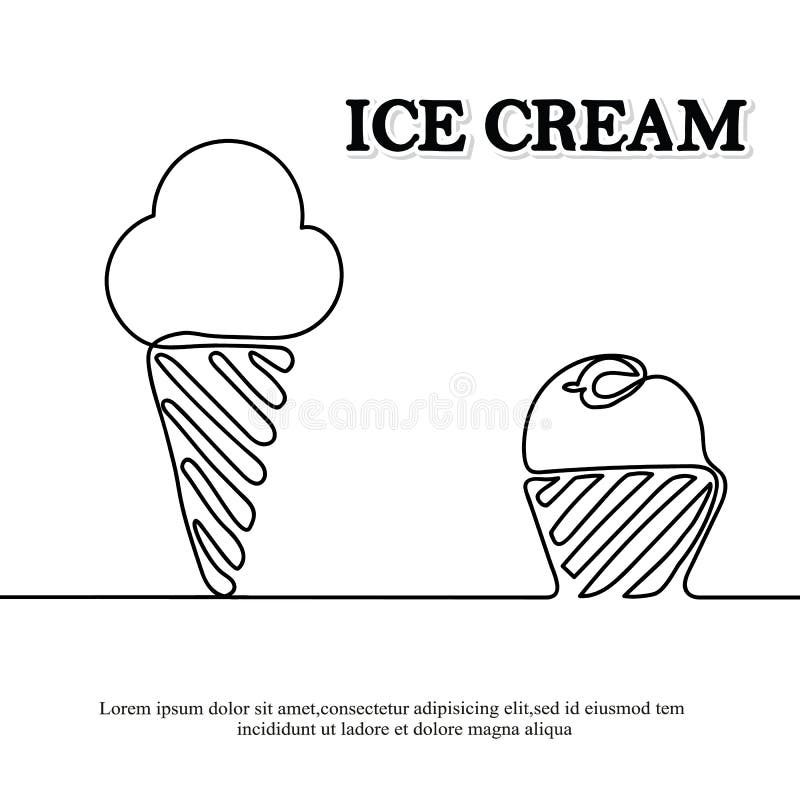 Ice Cream is Black. Continuous Line Drawing. Beautiful Design for a ...