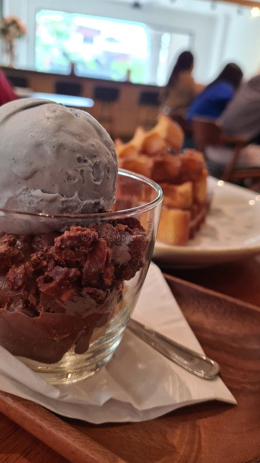 Ice cream in a cafe stock photo. Image of snack, breakfast - 208289602
