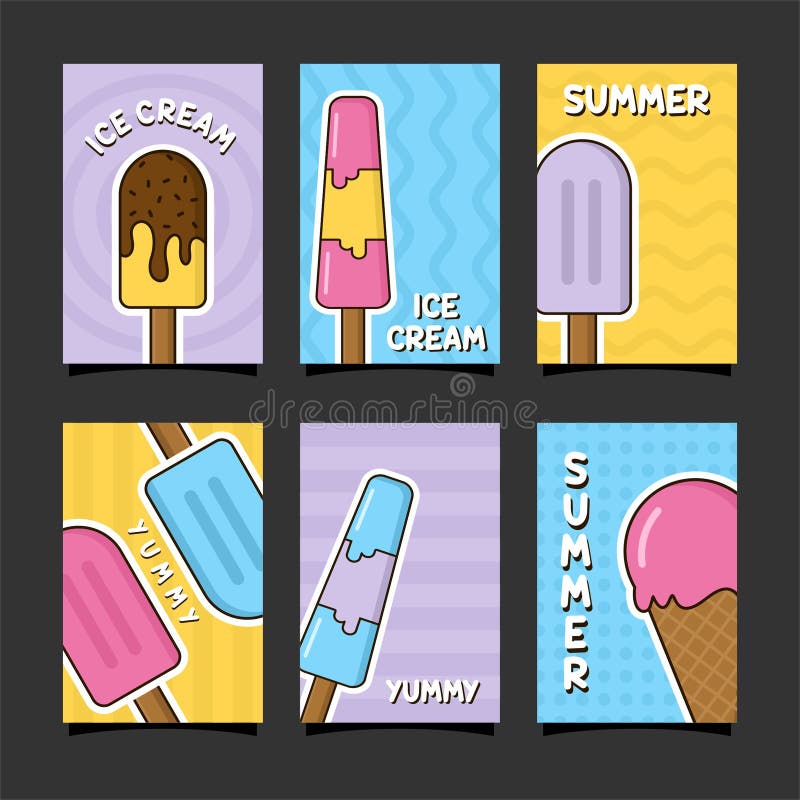 Ice Cream Card Template Collection Stock Vector - Illustration of ...