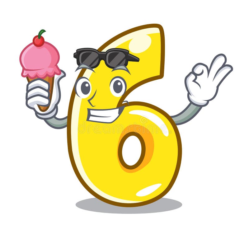 With Ice Cream Cartoon Number Six on the Road Stock Vector ...
