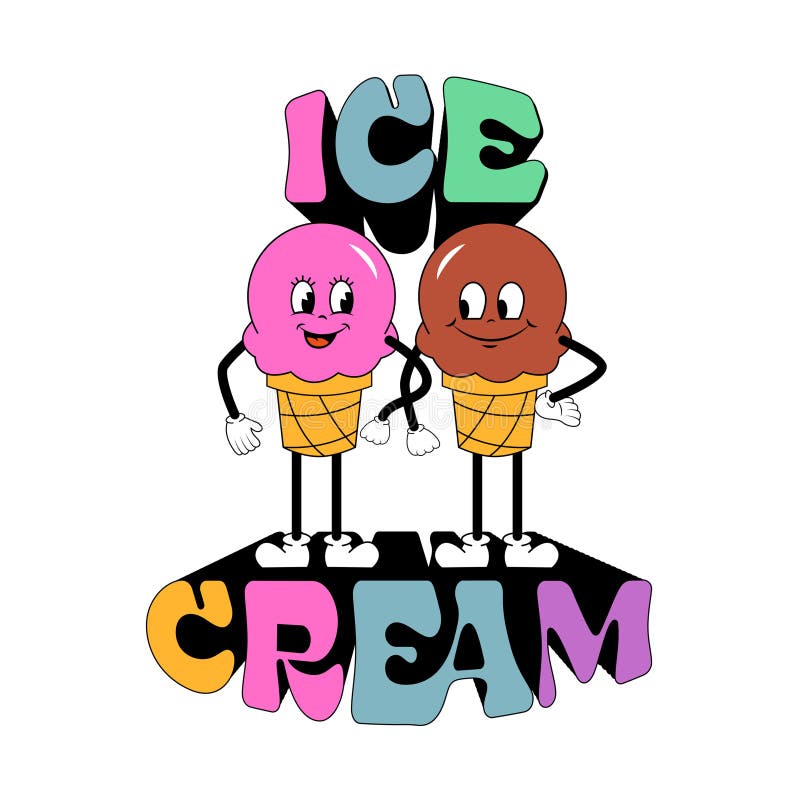 Ice Cream Cartoons Characters Stock Vector - Illustration of cute ...