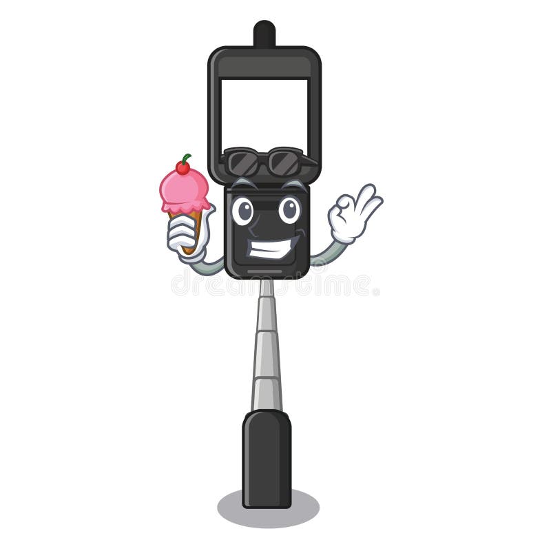 With Ice Cream Cell Phone Holder Isolated in Mascot Stock Vector ...