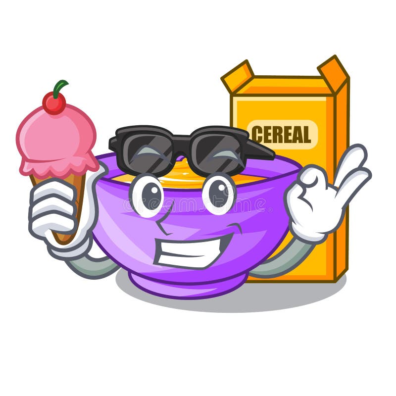 With Ice Cream Cereal Box In The Character Fridge Stock Vector
