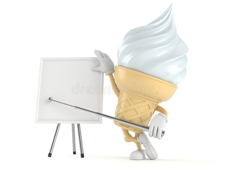 Ice Cream Character with Whiteboard Stock Illustration - Illustration ...
