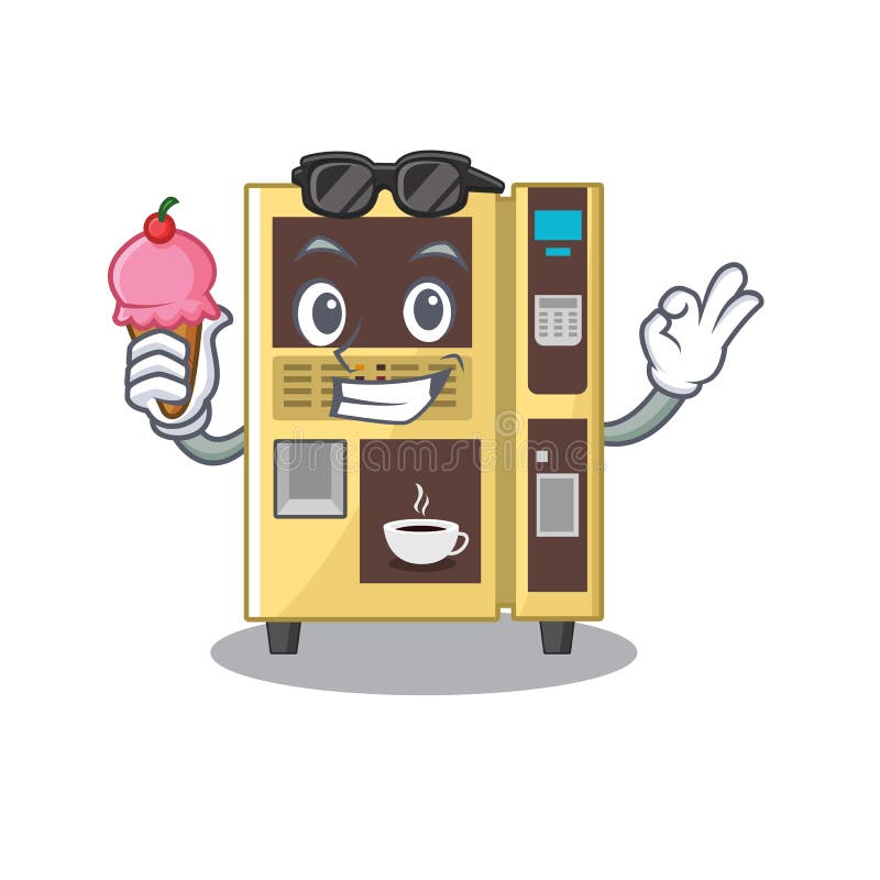 With Ice Cream Coffee Vending Machine with Cartoon Shape Stock Vector ...
