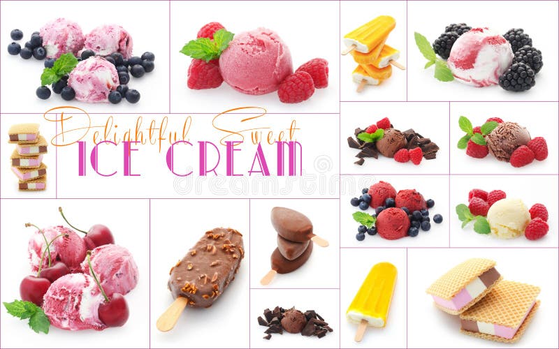 Ice Cream Collage stock photo. Image of ripple, sweet - 166877436