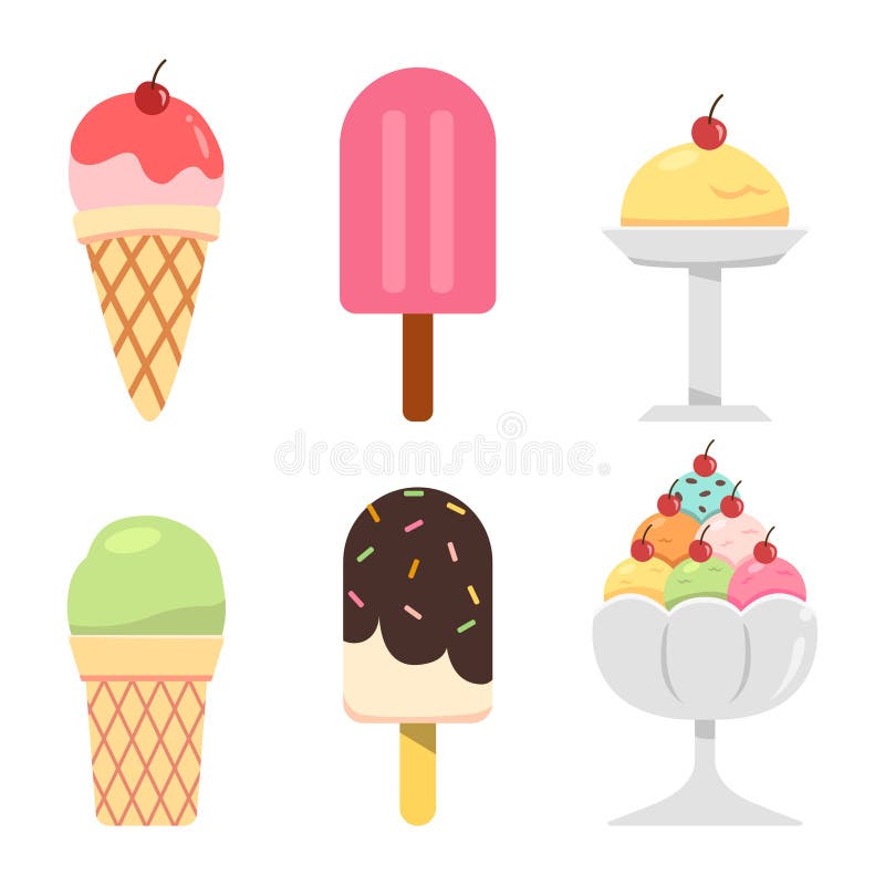 Ice Cream Cone and Bar. Pastel and Colourful Stock Vector ...