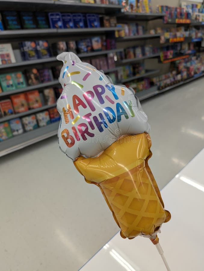 An Ice Cream Cone Birthday Balloon Stock Photo - Image of celebrate ...
