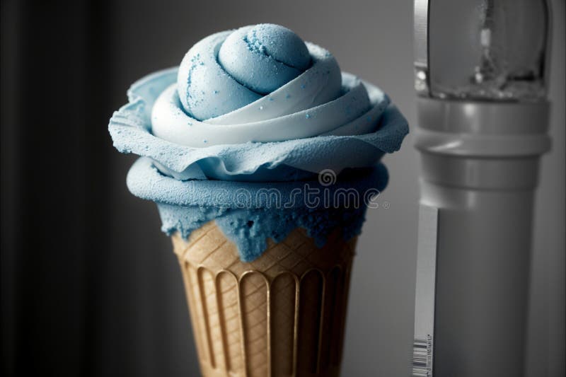 An Ice Cream Cone with Blue Icing on it. Generative AI Stock ...