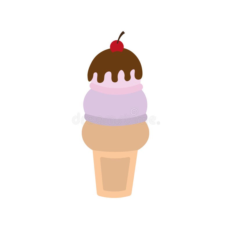 Ice Cream Cone with Cherry. Vector Stock Vector - Illustration of ...