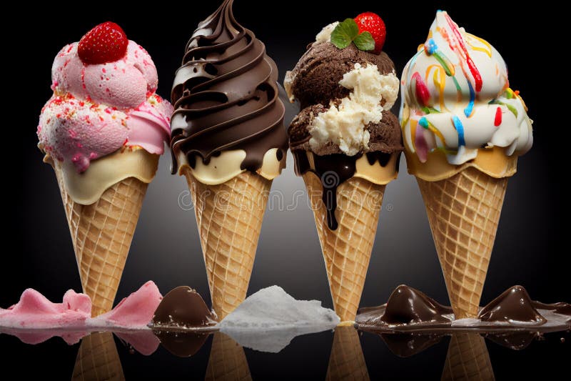 Ice Cream Cone Created with Generative AI Technology Stock Illustration ...