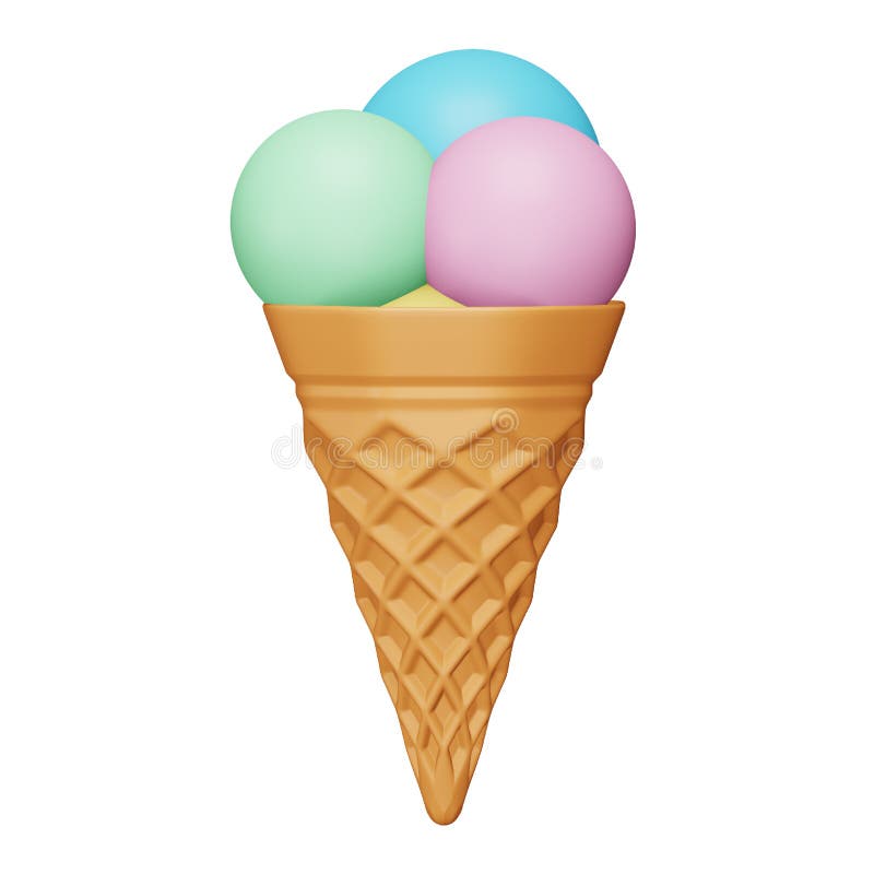Ice Cream Cone 3d Rendering Isometric Icon. Stock Vector - Illustration ...