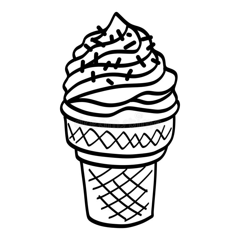 Ice Cream Cone Doodle Drawing Vector Illustration Stock Vector ...