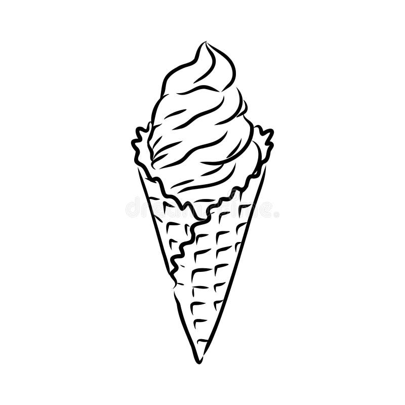 Ice Cream Cone Doodle Ice Cream Vector Stock Vector - Illustration of ...