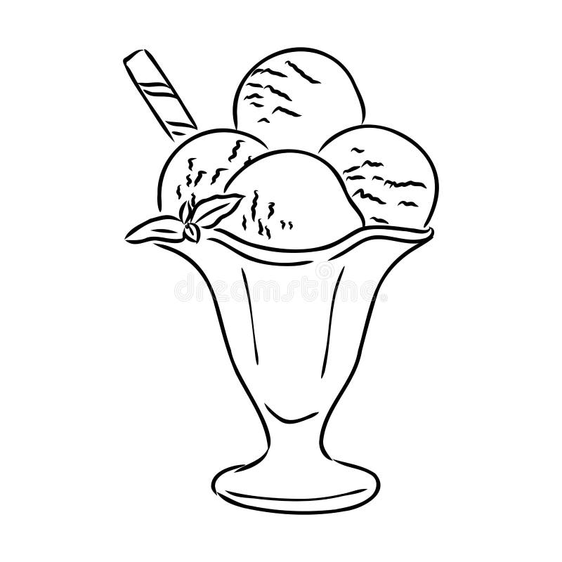 Ice Cream Cone Doodle Ice Cream Vector Stock Vector Illustration Of