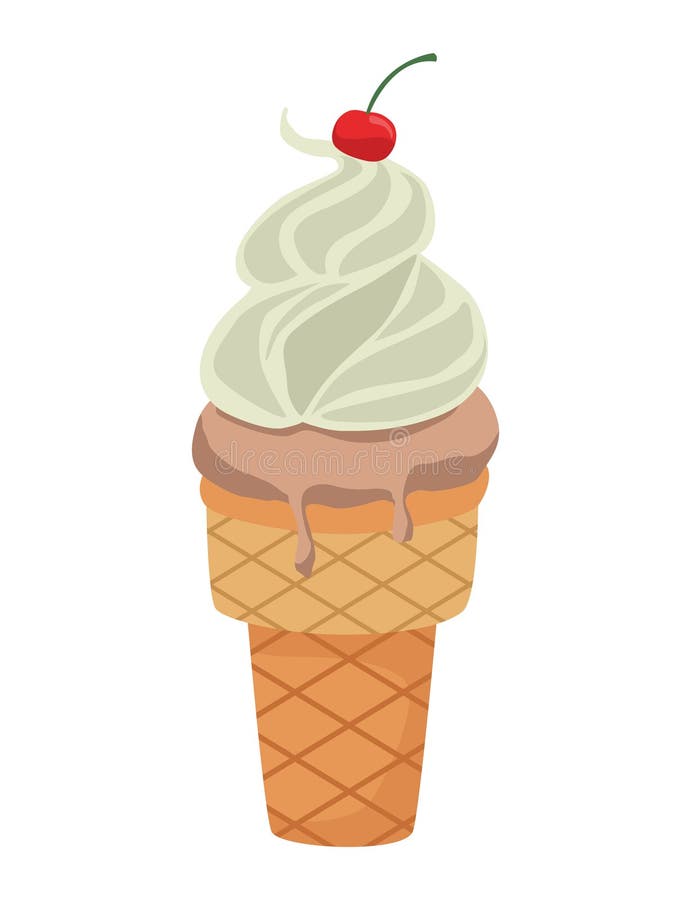 Ice Cream Cone with Fruit, Icon Design Stock Vector - Illustration of ...