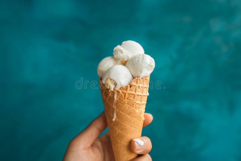 Ice Cream Cone,Ice Cream in Hand during the Hot Day Stock Photo - Image ...