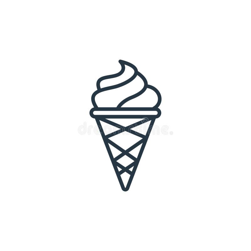 Ice Cream Cone Icon Vector from Bakery Concept. Thin Line Illustration ...