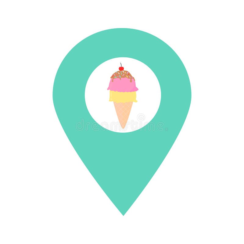 Ice Cream Cone Location Map Pin Pointer Icon. Element of Map Point for Mobile Concept and Web ...