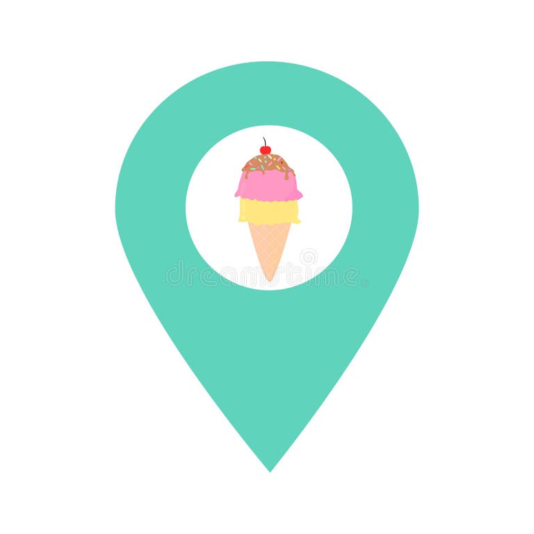 Ice Cream Cone Location Map Pin Pointer Icon. Element of Map Point for Mobile Concept and Web ...