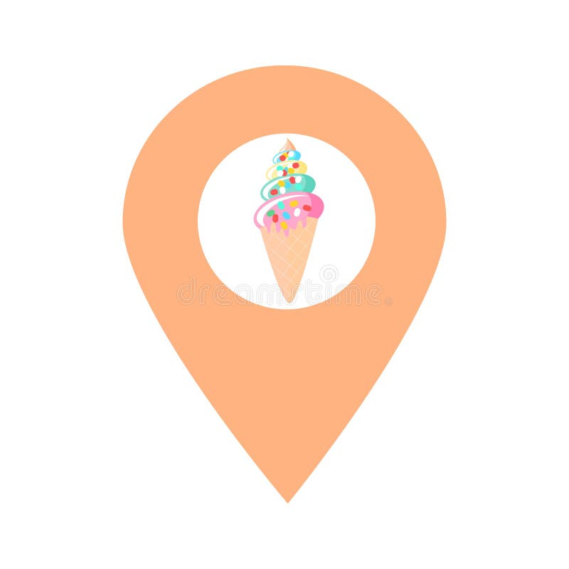 Ice Cream Cone Location Map Pin Pointer Icon. Element of Map Point for Mobile Concept and Web ...