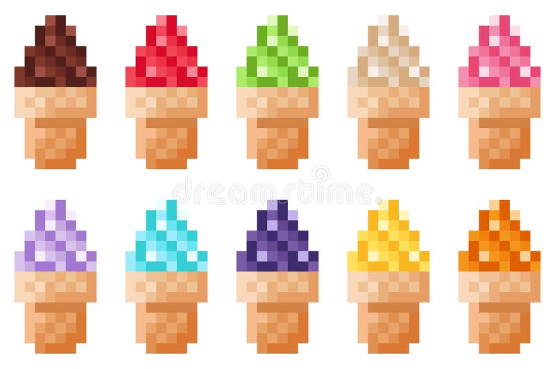 Ice cream cone pixel art. stock vector. Illustration of cream - 276146371