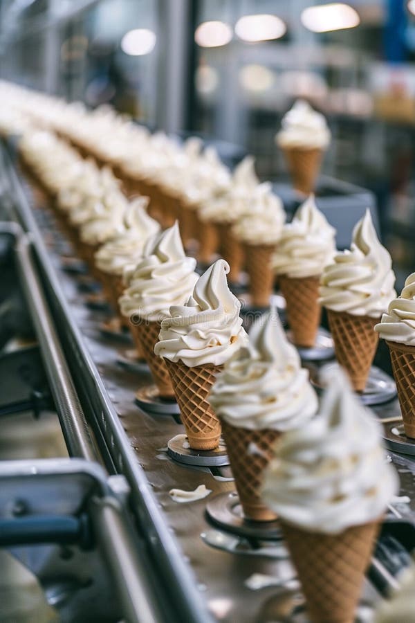 Ice Cream Cone on Production Tape. Selective Focus Stock Image - Image ...