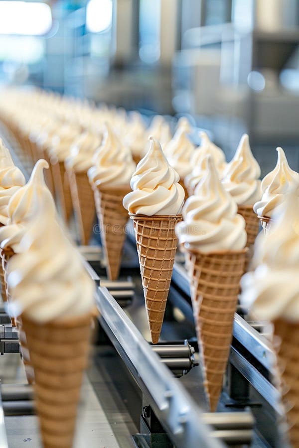Ice Cream Cone on Production Tape. Selective Focus Stock Image - Image ...