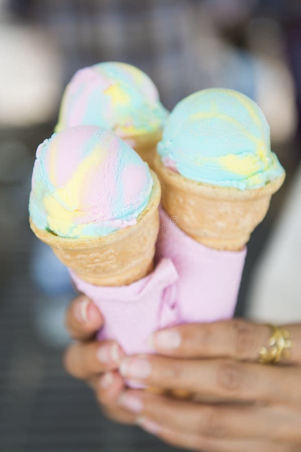 Ice Cream Cone Rainbow Flavor Stock Image - Image of bread, summer ...
