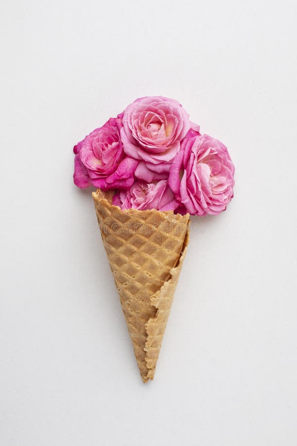 Ice Cream Cone with Roses. High Quality Photo Stock Photo - Image of ...
