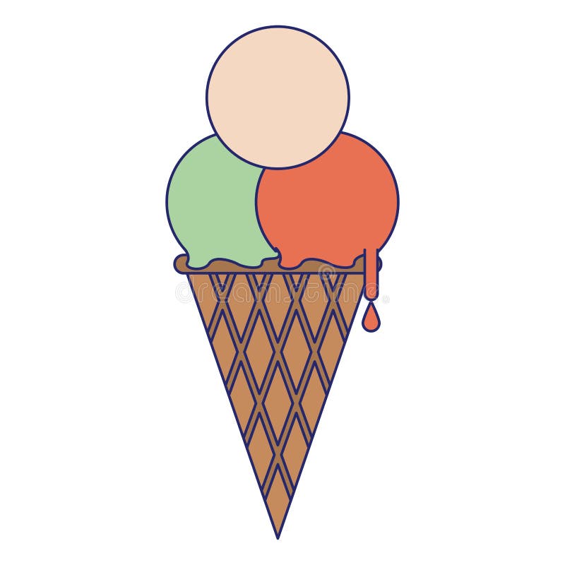 Ice Cream Cone With Two Scoops In Black And White Stock Vector