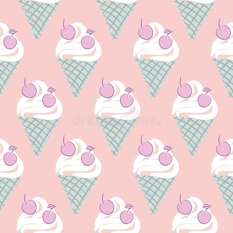 Ice Cream Cone Seamless Vector Pattern. Pastel Cream Colors Texture ...