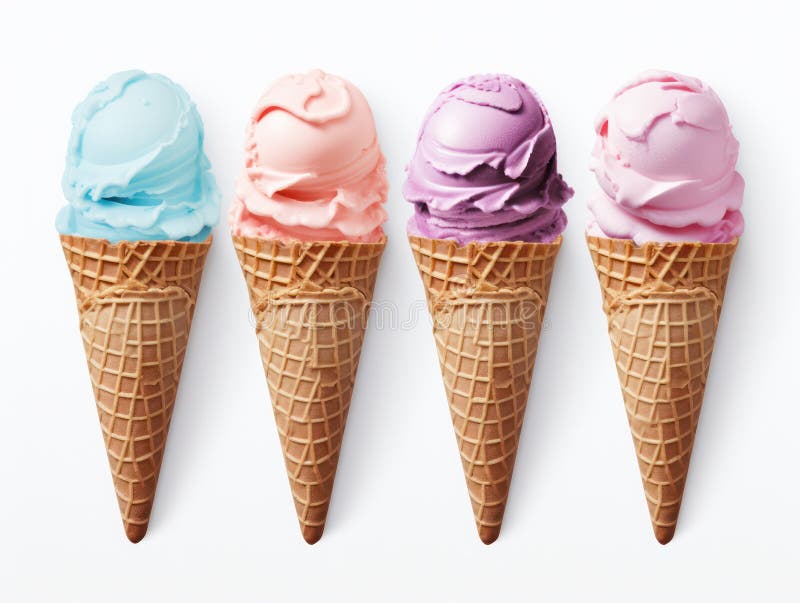 Ice Cream Cone-Shaped Pastel Paper Stickers on White Background - AI ...