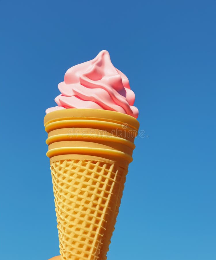 Ice-cream Cone Showed Up Under Blue Sky in Hot Summer Day on Vacation ...