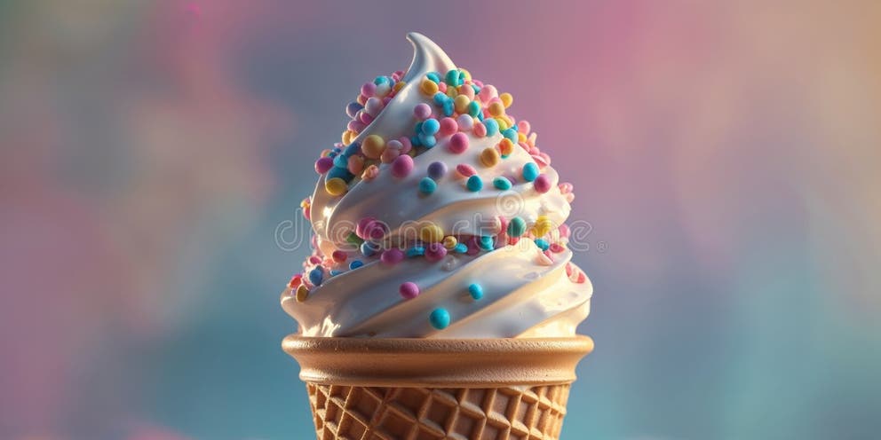 An Ice Cream Cone with Sprinkles on Top of it Stock Image - Image of ...