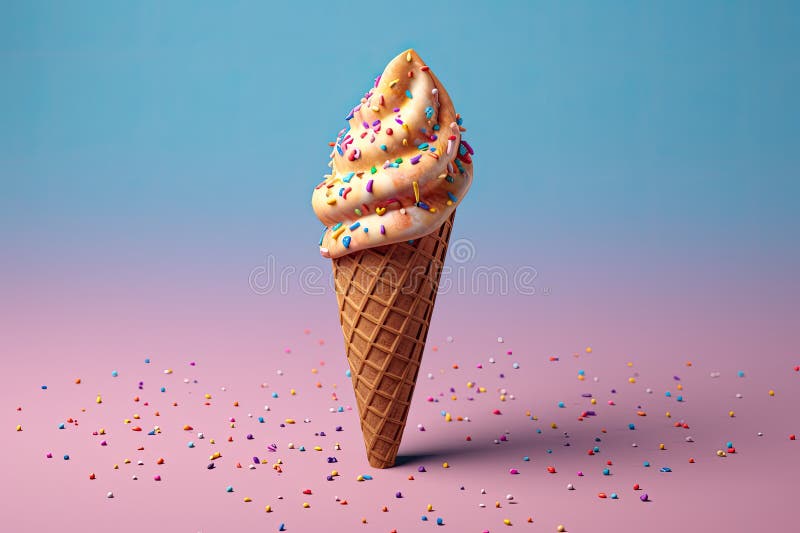 A Ice Cream Cone with Sprinkles on Top Stock Illustration ...