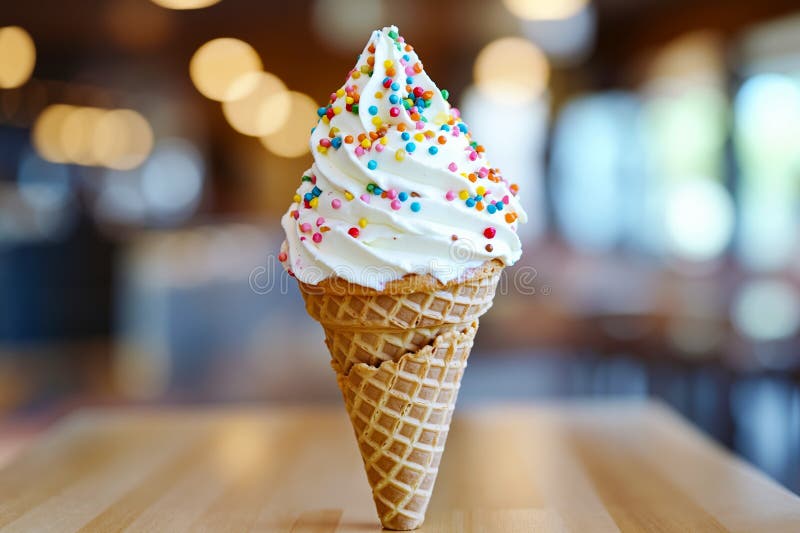 An Ice Cream Cone with Sprinkles on Top Stock Photo - Image of filled ...