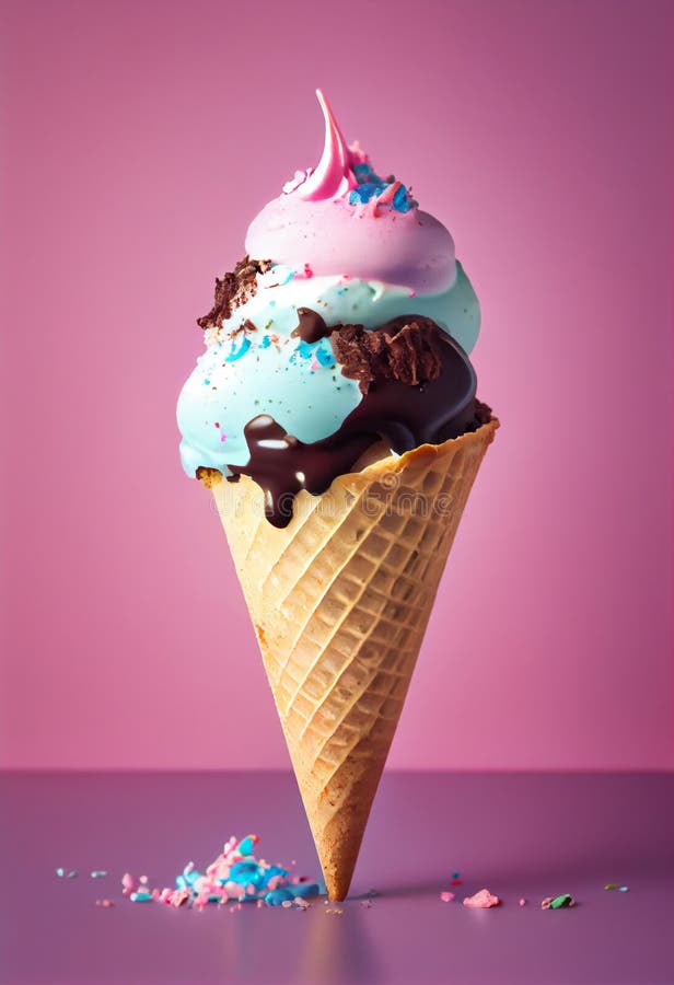 Ice Cream In Cone With Sweet Colorful Sprinkles Delicious Sweet Food