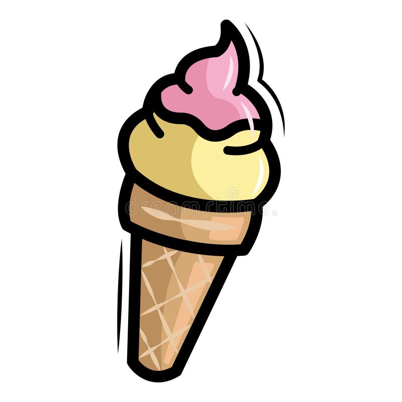 Ice Cream Cone Two Colors. Vector Stock Vector - Illustration of creamy ...