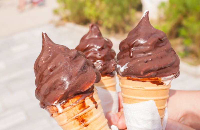 Ice Cream Cone with Two Scoops Stock Image - Image of product, cool ...